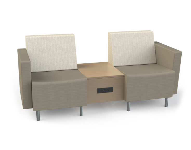 Gee Modular Lounge Seating - No Casters, Side Arms, Middle Table, No ...