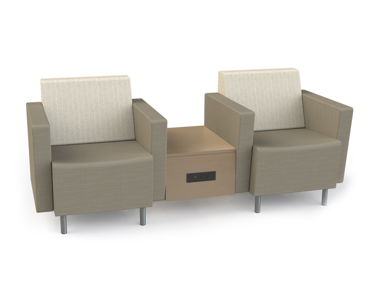 Gee Modular Lounge Seating - No Casters, Side Arms, Middle Table, No ...