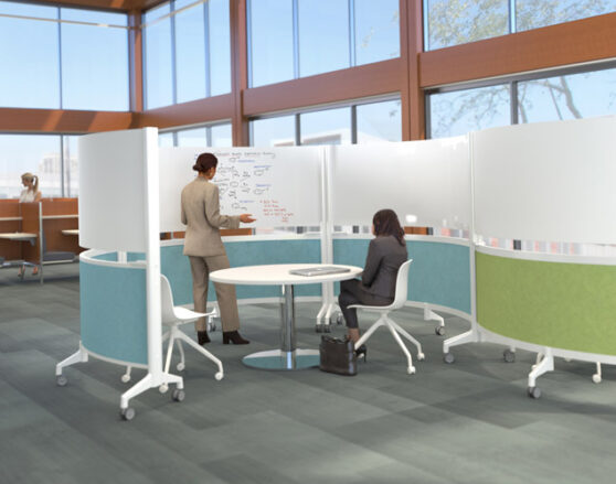 Curved Whiteboard Partition Wall on Wheels - FrameWork