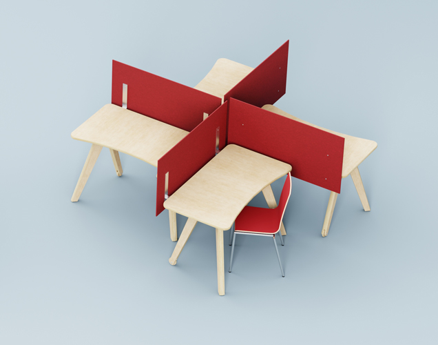 mobile wood library workstations with integrated wheels and red privacy ...