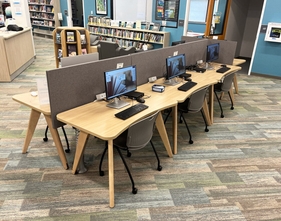 Library Computer Workstations and Tables: See the Installations